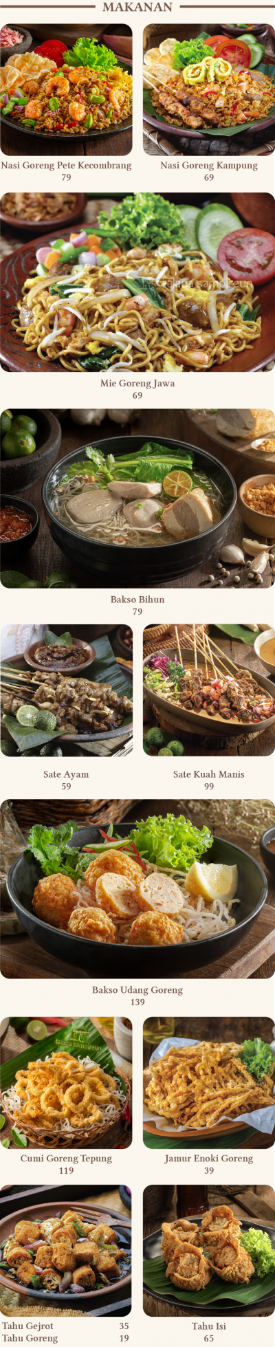 Menu Cafe – Talaga Sampireun